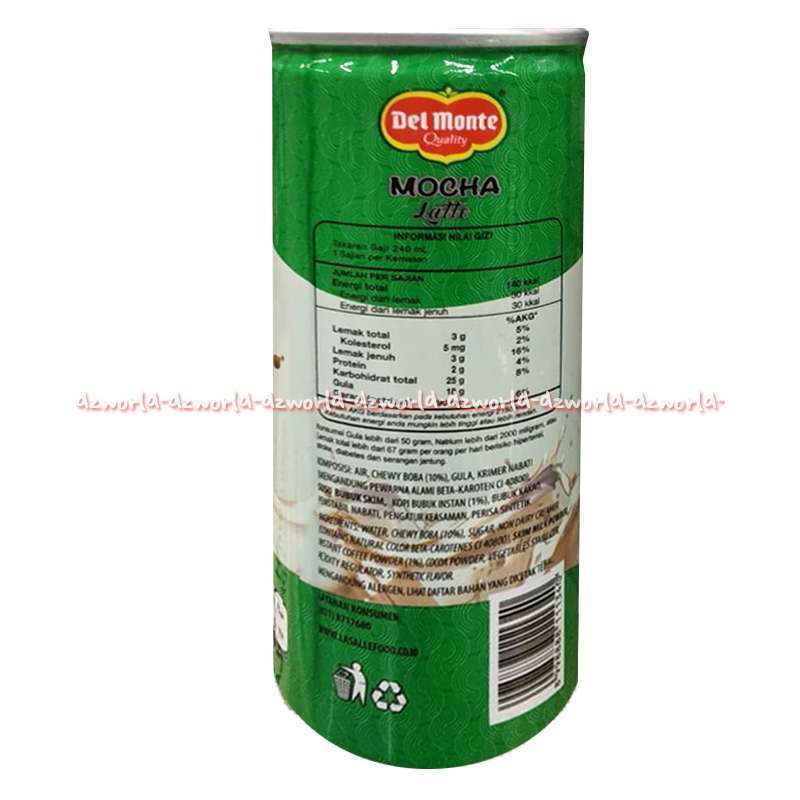 Jual Del Monte 240ml Minuman Boba Kemasan Kaleng Mocha Latte Vanilla ...