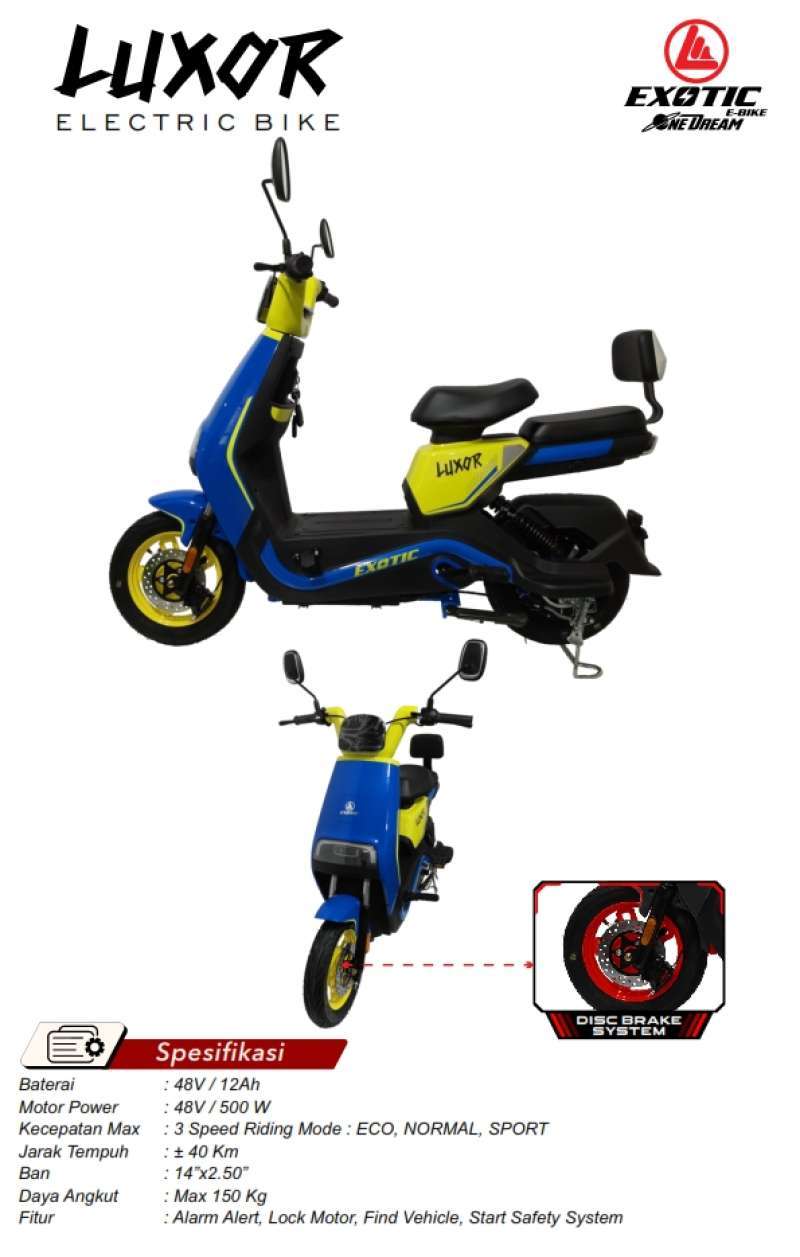 Promo Sepeda Listrik Exotic Luxor 48 Volt 12 Ah Diskon 12% Di Seller ...