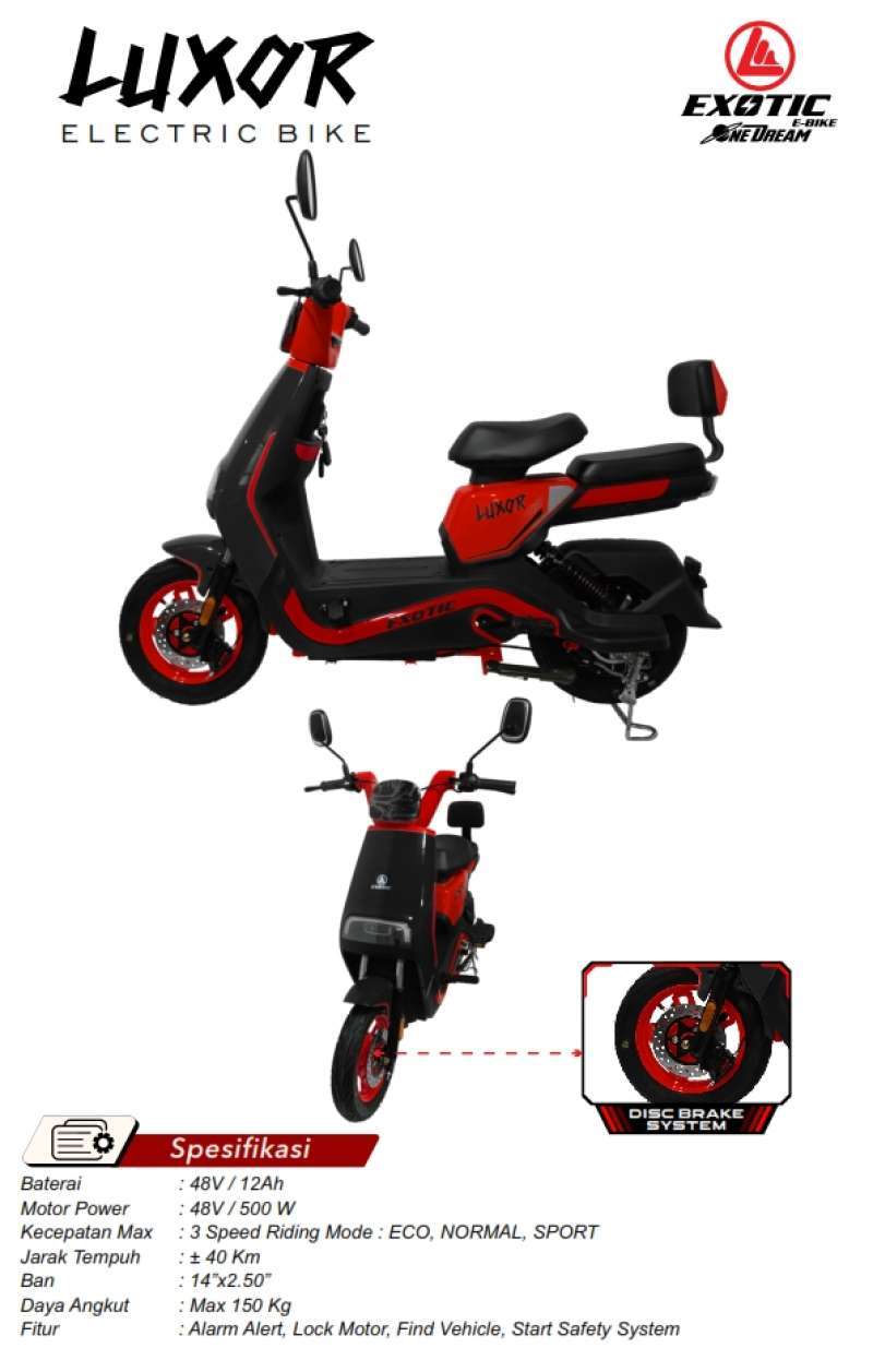 Promo Sepeda Listrik Exotic Luxor 48 Volt 12 Ah Diskon 12% Di Seller ...