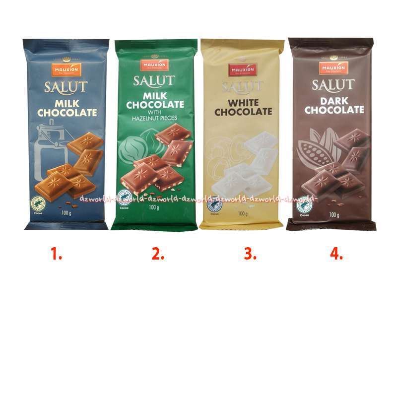 Jual Mauxion Salut 100gr Milk Chocolate Coklat Susu Mausion Hazelnut White Chocolate Dark ...