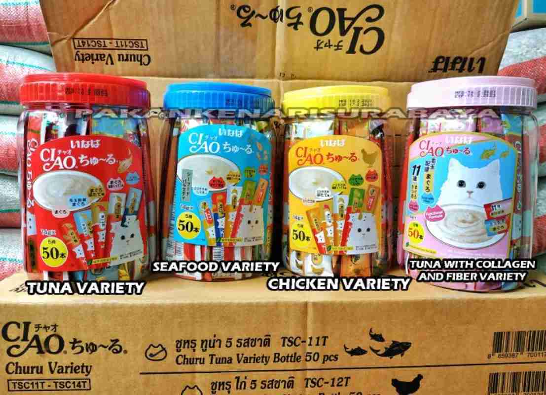 Promo Ciao isi 50 Sachet Kemasan Toples Churu Chu Ru Snack Kucing Creamy Diskon 33% di Seller ...