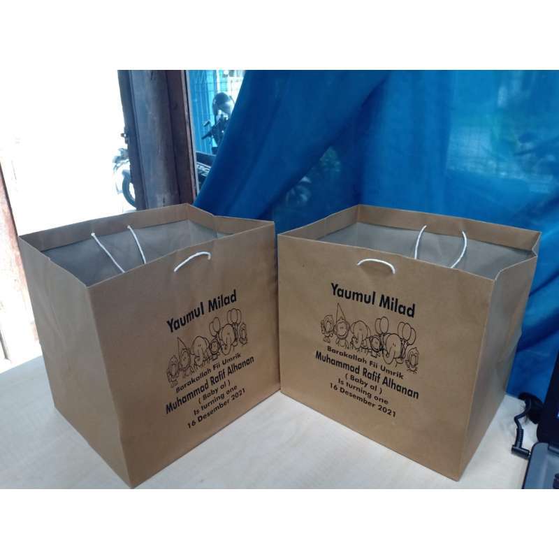 Jual Paper Bag Custom Box Nasi / Paperbag Custom Sablon Box Nasi / Tas ...