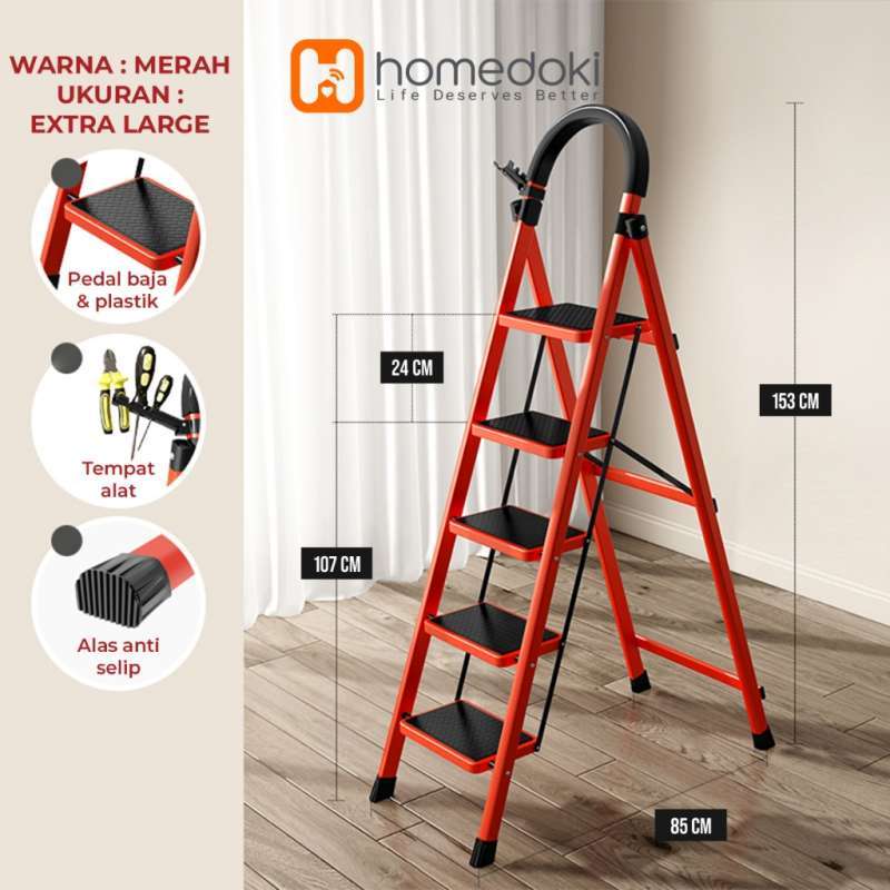 Promo Homedoki Tangga Rumah Lipat Tangga Besi Lipat 3/4 Step Household ...