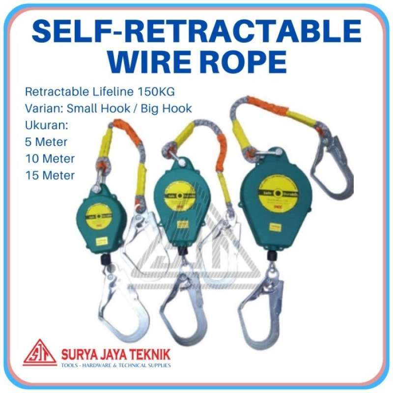 Promo Pengaman Keselamatan Self Retractable Wire Rope Lifeline Fall ...