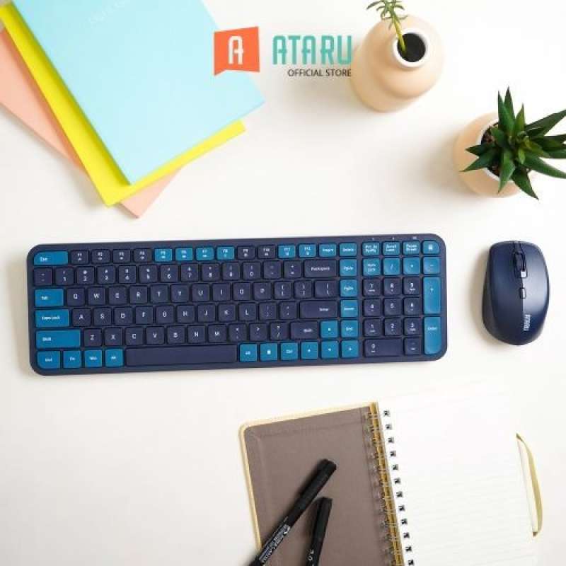 Promo Ataru Wireless Keyboard K902 & Mouse M31 - Biru Diskon 23% Di ...