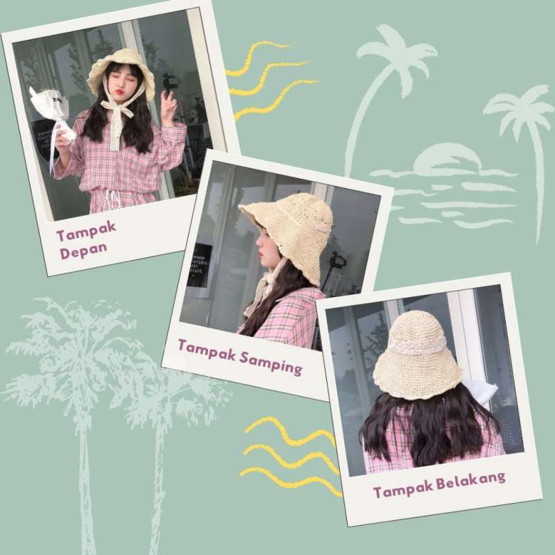 Jual Verish Topi Anyaman Pantai / Topi Noni Belanda Ada Tali / Topi ...