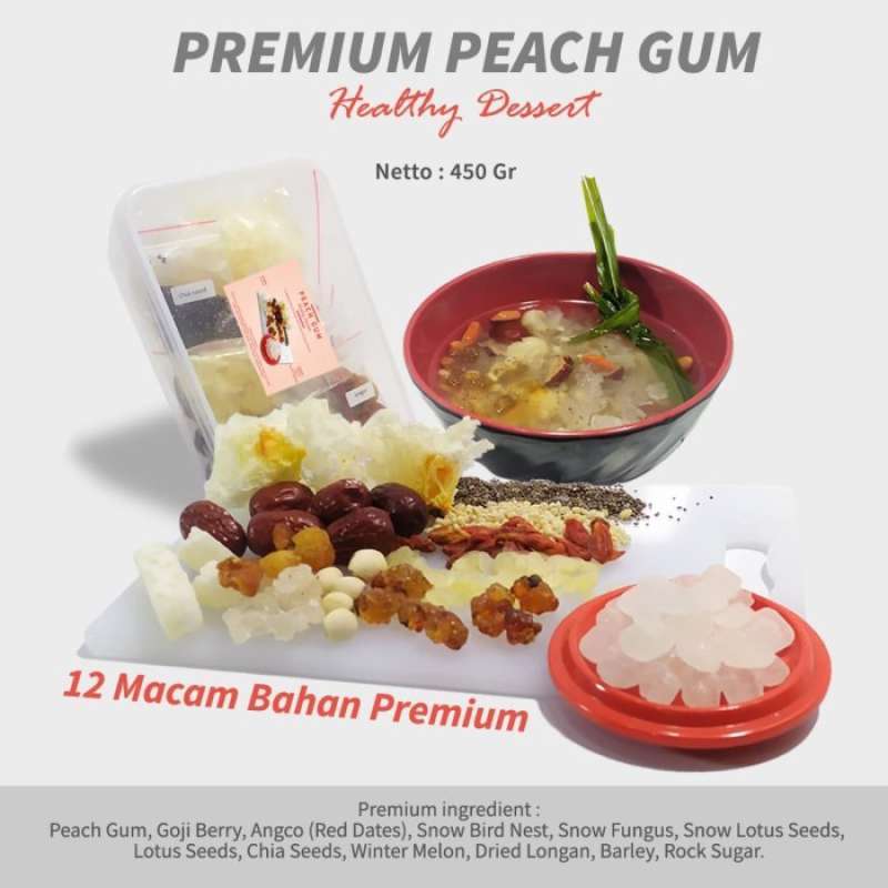 Promo Peach Gum Collagen Dessert Premium Paket Komplit 12 Bahan Porsi ...