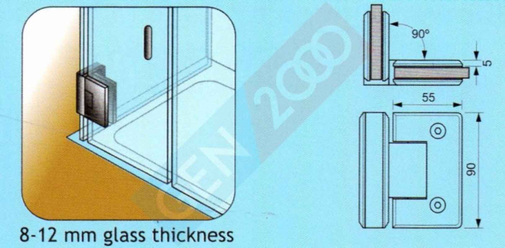 Promo Engsel Pintu Kaca Shower 90 Degree Glass to Glass Shower Hinge GANIX Diskon 23% di Seller ...