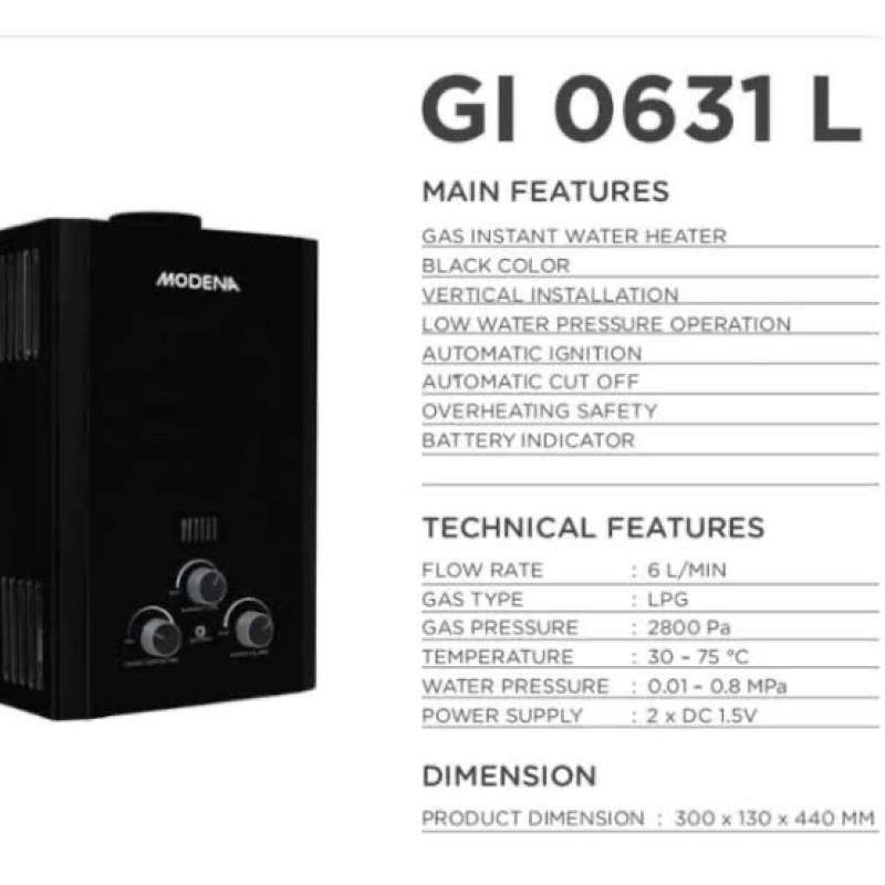 Jual Modena Water Heater Gas Gi 0631l Di Seller Artncosmg. - Taman ...