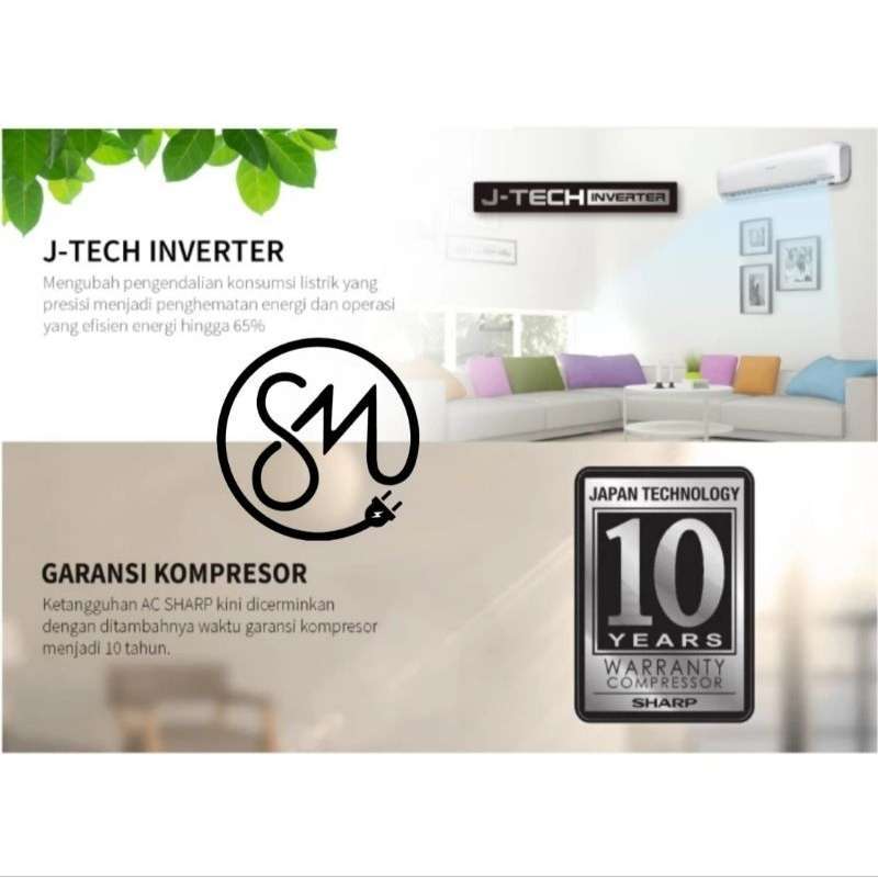 Jual AC Sharp 1/2 PK AH-X6ZY J-Tech Inverter Series 0.5 di Seller Sinar ...