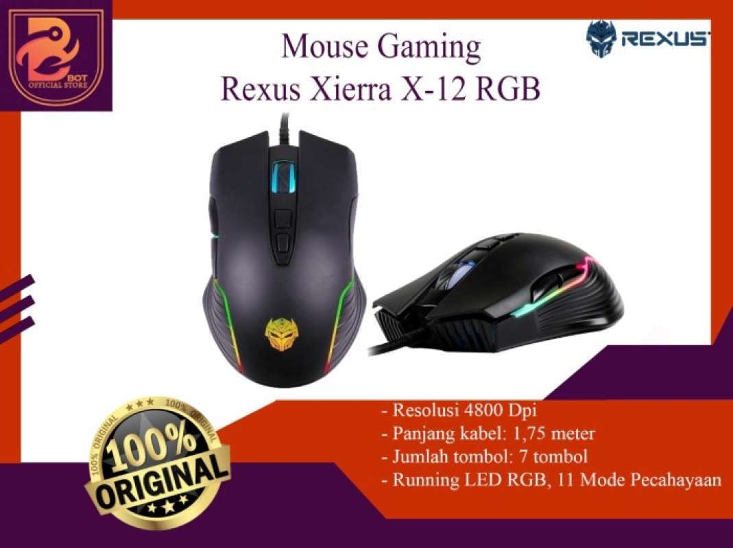 Promo Mouse Gaming Rexus Xierra X12 Rgb X 12 Macro Gaming Mouse Original Diskon 23 Di Seller