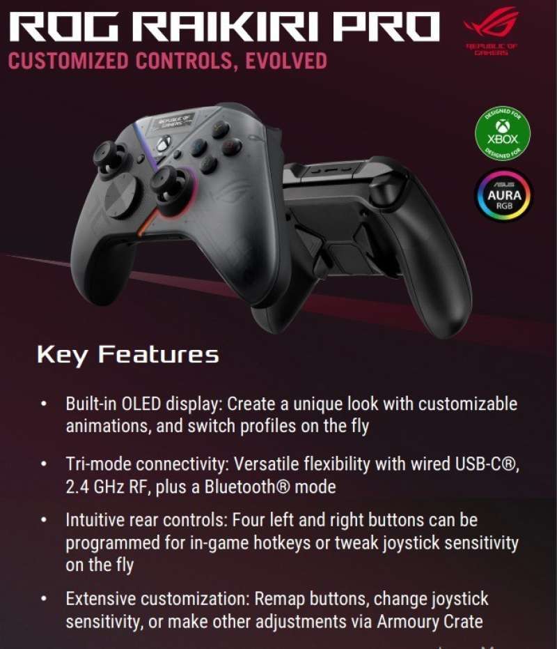 Promo GAMEPAD ASUS ROG ALLY RAIKIRI PRO WIRELESS ROG ALLY PC CONTROLLER ...