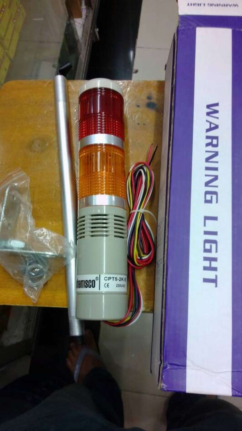 Promo tower light 2 lampu shemsco/warning tower light 220v &24vdc ...