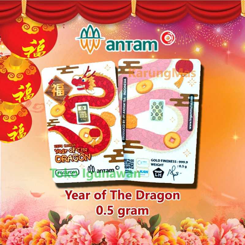 Promo LM Emas Antam 0.5 gram Gift Series Imlek Year Of The Dragon Shio ...