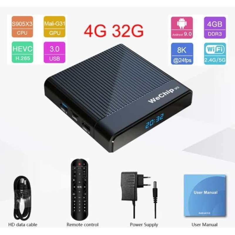 Promo TV BOX 8K WECHIP V9 RAM 4GB ROM 32GB FREE CHANNEL Diskon 23% di ...