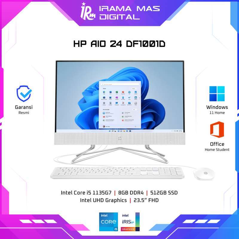 Jual PC HP AIO 24-DF1001D - Intel Core i5 1135G7 8GB 512GB SSD 23.5 FHD IPS W11 di Seller IRAMA ...