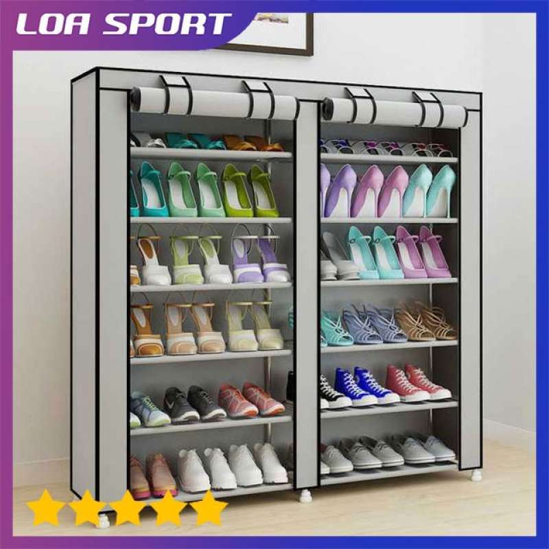 Promo Rak Sepatu Lemari Susun Rakit Rangka Pipa Besi 12 Tingkat Diskon ...