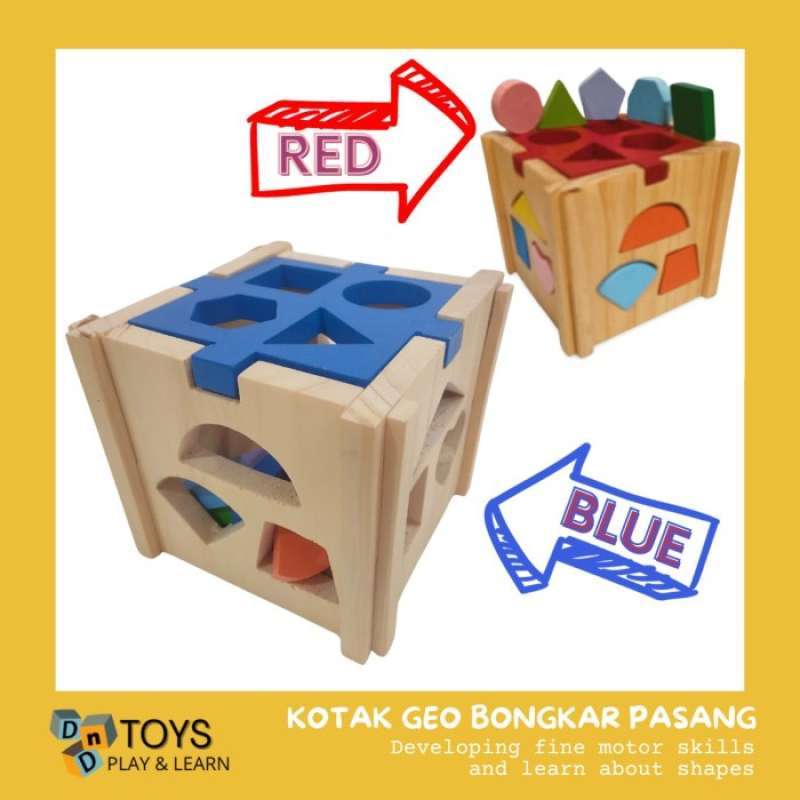 Jual Mainan Edukatif Anak Kotak Geo Kayu Bongkar Pasang Warna Bentuk ...