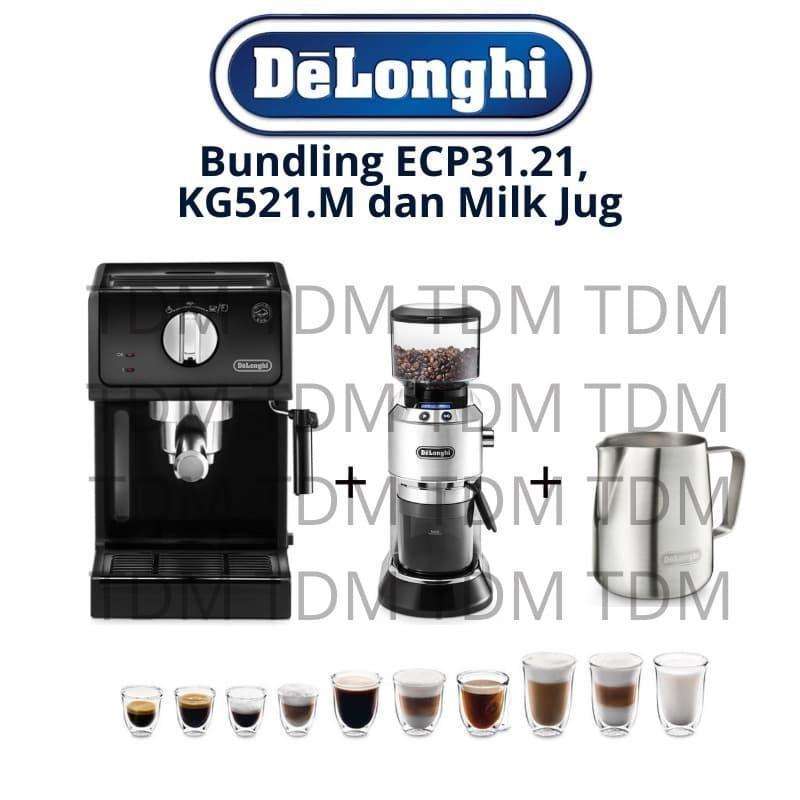 Jual Bundling Mesin Kopi Delonghi ECP 31.21 + Grinder KG 521M + Milk ...