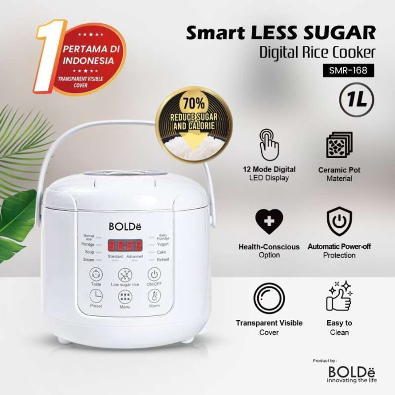Promo Bolde Smart Less Sugar Digital Rice Cooker 1l - Heaven White ...