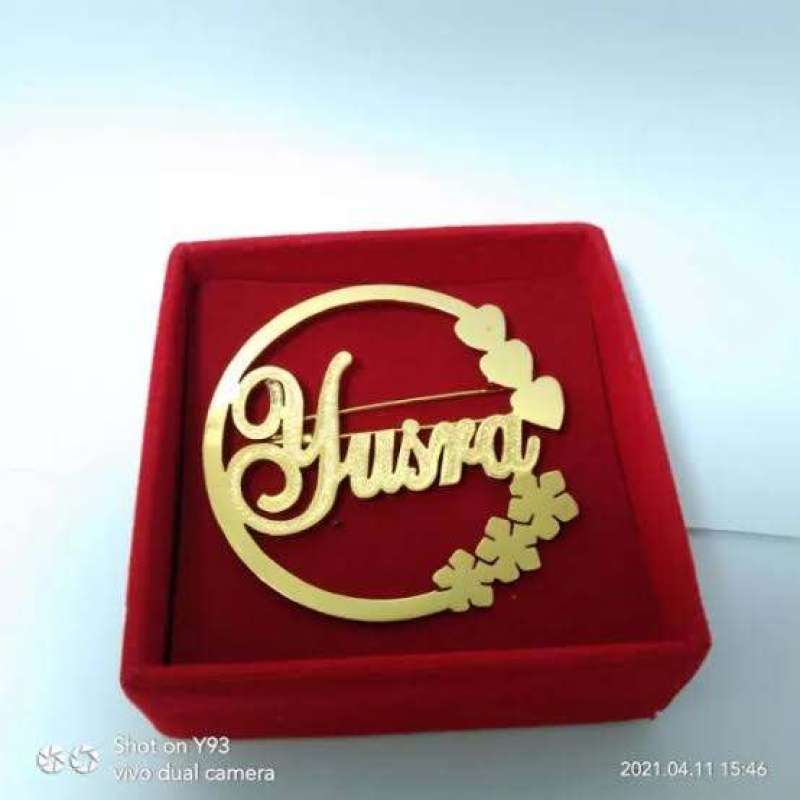 Promo Bros Nama Pin Nama Custom Lapis Emas24k Brooch Diskon 5% Di ...