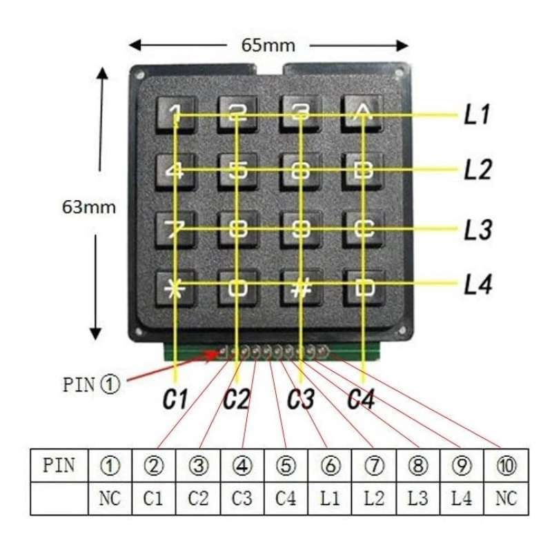 Jual 16 Keys Matrix Keypad 4x4 Membrane Keyboard Module Array Switch ...