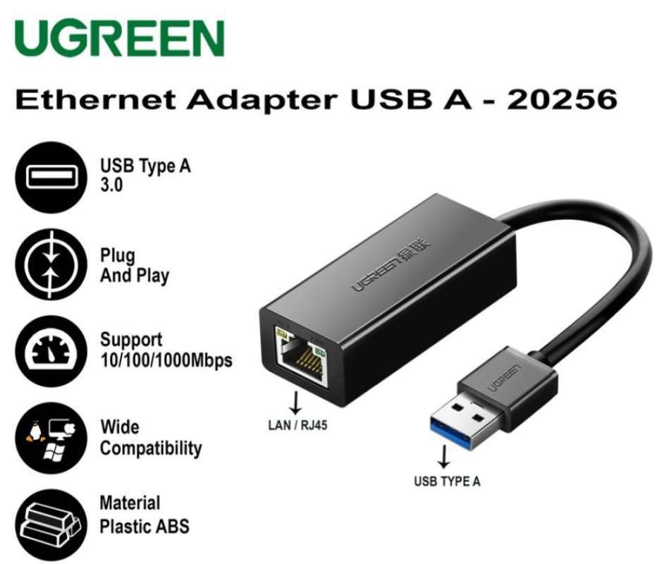 Jual ugreen usb 3.0 type c to Lan rj45 network adapter ethernet laptop ...