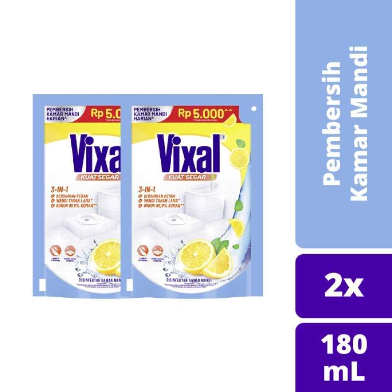 Promo Vixal Kuat Segar Pembersih Kamar Mandi Harian Wangi Lemon [180 Ml ...
