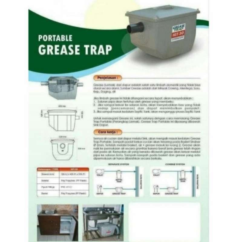 Promo Terbaik Grease Trap Igt 30 Penyaring Lemak Minyak Kitchen Sink ...