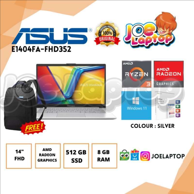 Jual Asus Vivobook Go 14 E1404fa-fhd352 Silver Ryzen 3 7320u Win11 Ohs ...