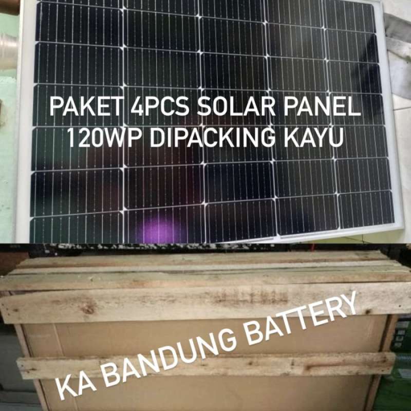 Promo Promo paket 4 solar panel surya Sun Asia 12v 120wp mono packing ...