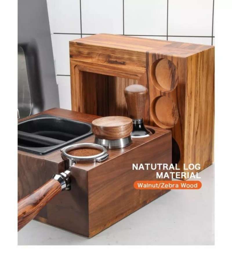 Promo Mojae Wooden Coffee Filter Tamper Holder Stand Knock Box Set ...