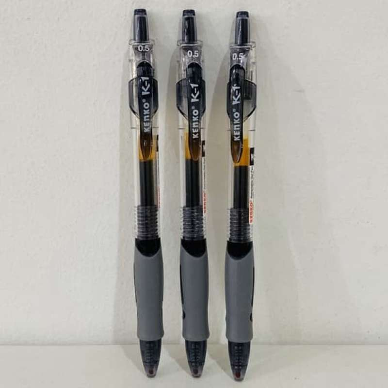Jual pulpen kenko k-1 retrac table gel pen 0,5 mm hitam / 1 box isi 12 ...