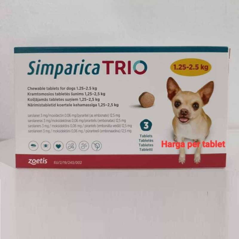 Promo Simparica Trio Chewable Tablets For Dogs Diskon 23% Di Seller Haura - Kebon Kacang, Kota ...