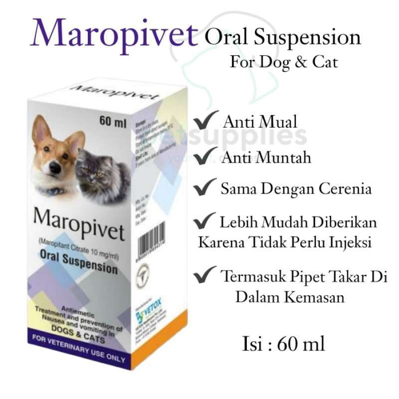 Promo Maropitant Oral Suspension MAROPIVET Sama Dengan Cerenia Diskon ...