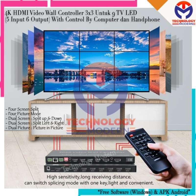 Promo 4K Video Wall Controller 3X3 Multiviewer (5 Input 9 Output ...