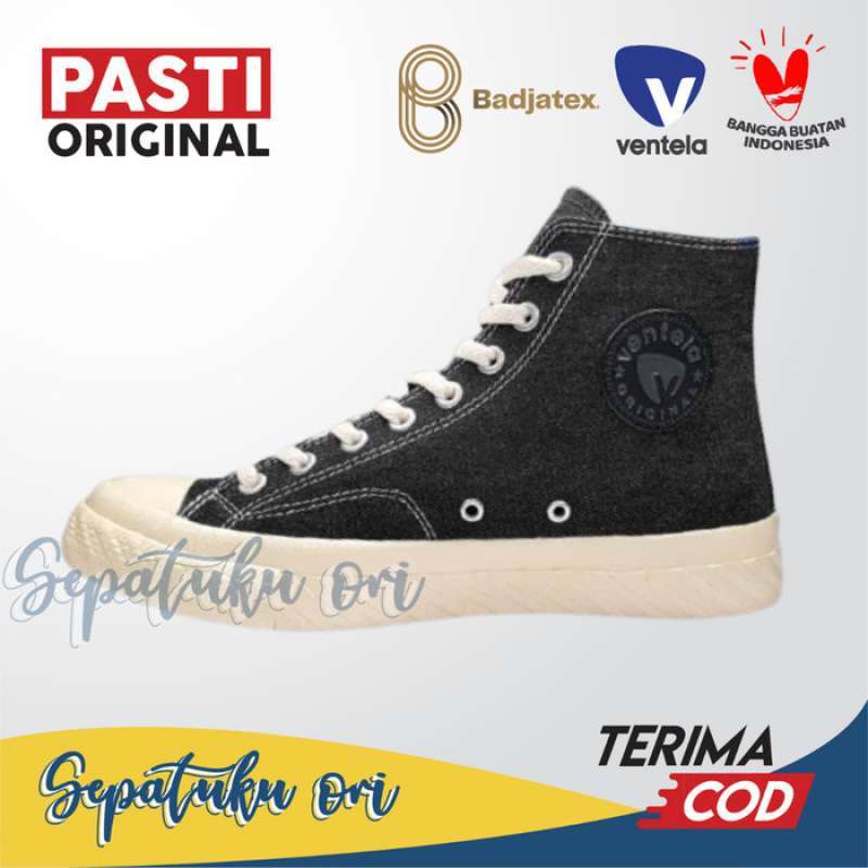 Jual Sepatu VENTELA x BADJATEX BTS 80 High Denim Black Denim di Seller ...