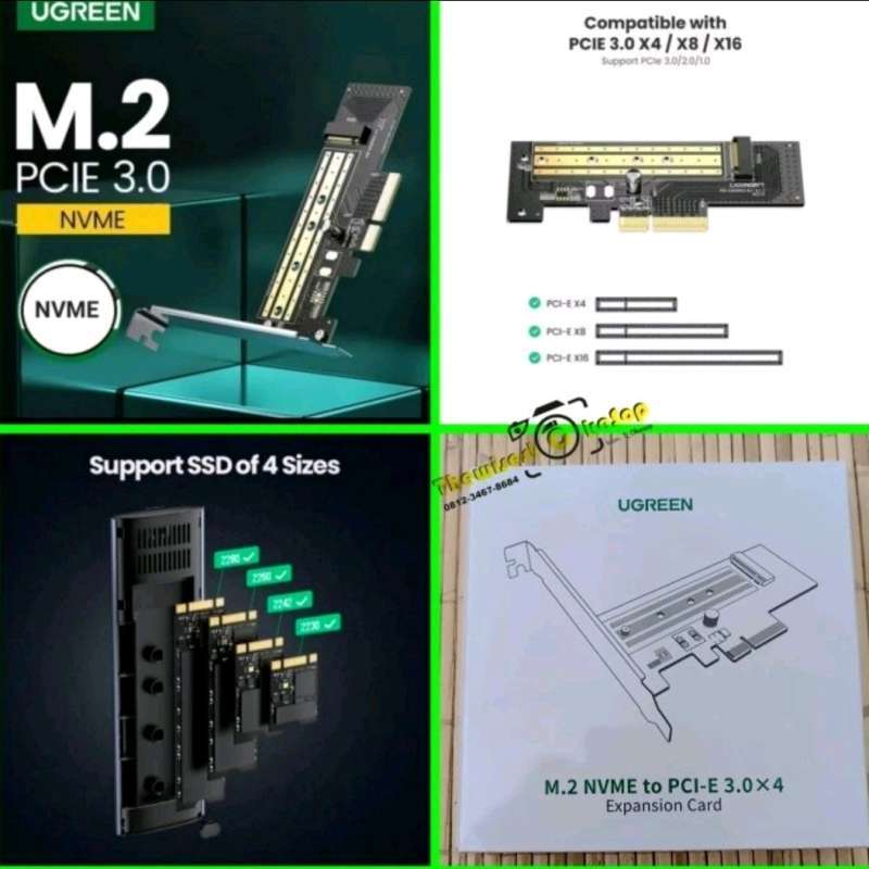 Jual Adapter Ugreen M.2 NVMe to PCI-E 3.0X4 Express Card SSD 70503 M2 ...