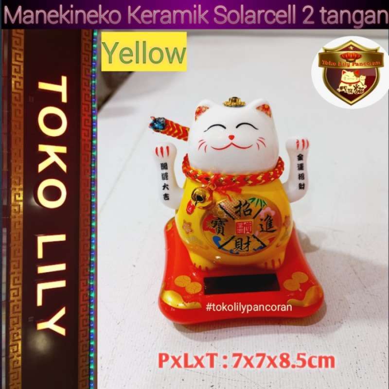 Promo MANEKINEKO KERAMIK SOLARCELL / KUCING HOKI GERAK 2 TANGAN / LUCKY ...