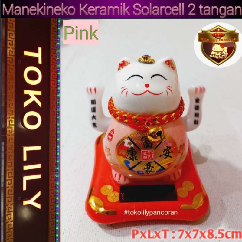 Promo MANEKINEKO KERAMIK SOLARCELL / KUCING HOKI GERAK 2 TANGAN / LUCKY ...