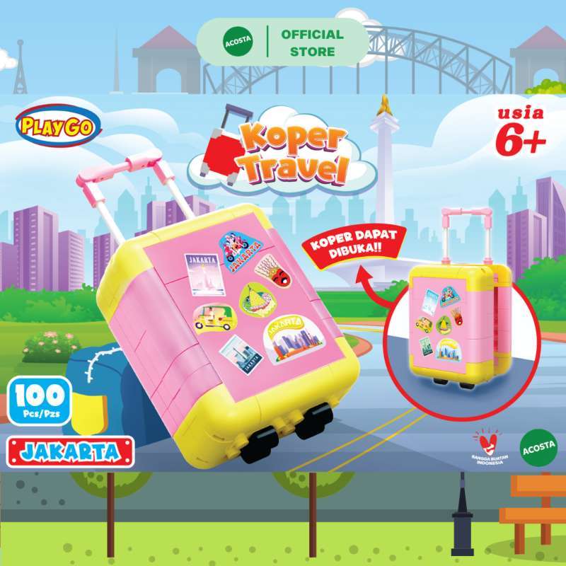 Jual Playgo Brick Balok Susun Koper Traveling Mainan Edukasi Anak ...