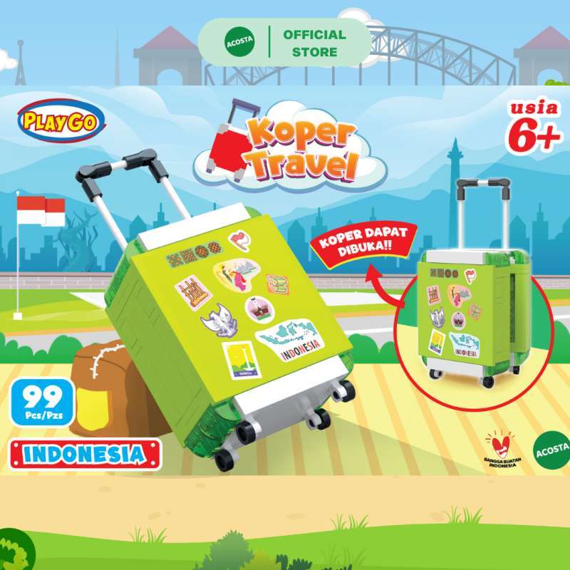 Jual Playgo Brick Balok Susun Koper Traveling Mainan Edukasi Anak ...