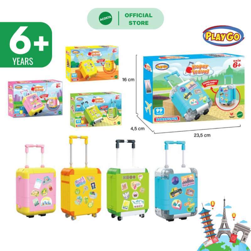 Jual Playgo Brick Balok Susun Koper Traveling Mainan Edukasi Anak ...