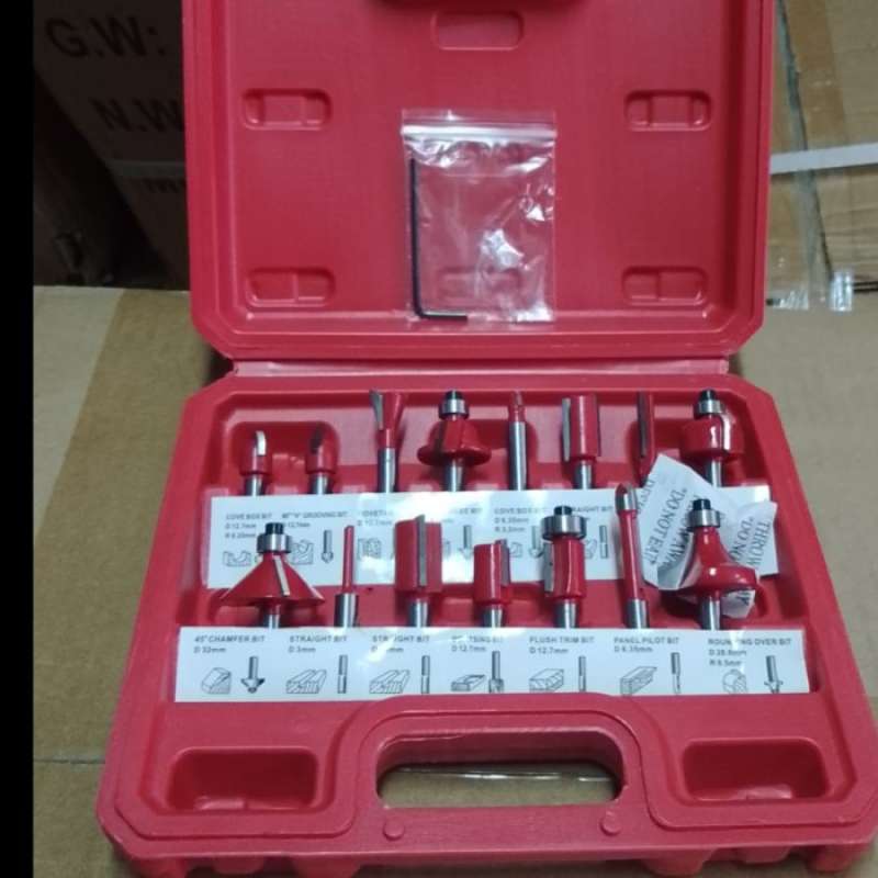 Promo NEW Mata Router Bit Kayu Set 15Pcs Shank 8mm /Mata Trimmer Profil ...