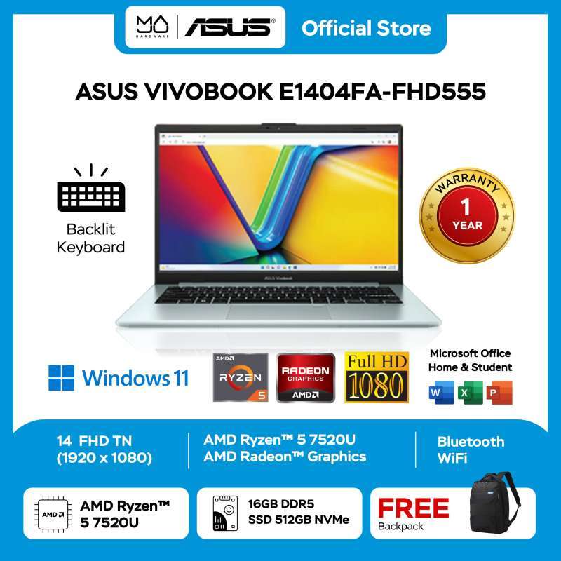 Jual Laptop Asus Vivobook Go 14 E1404fa-fhd555 Ryzen 5 7520u 8gb Ssd 512gb Grey Garansi Resmi Di ...