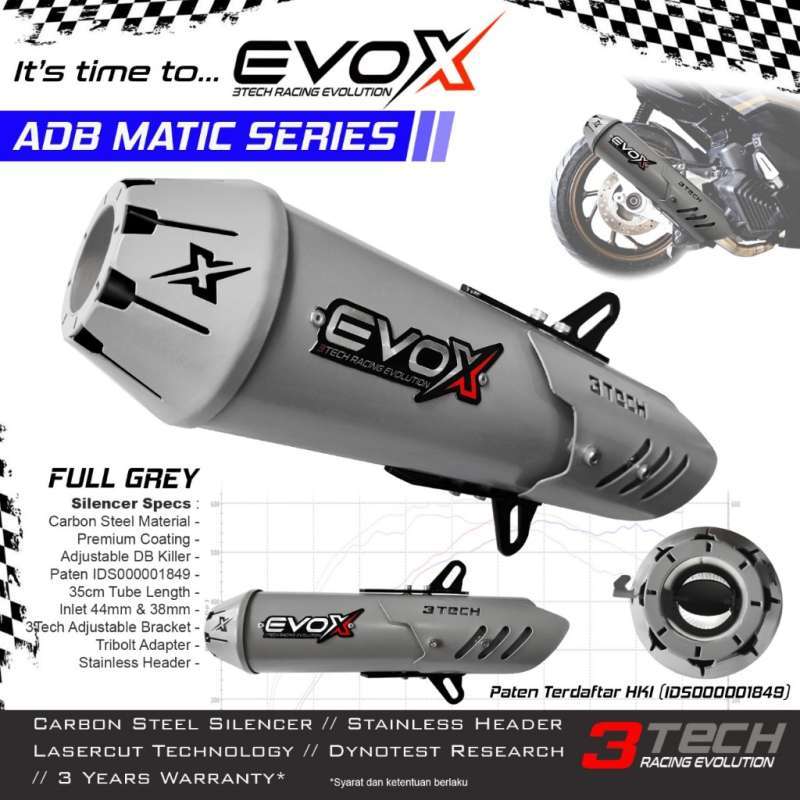 Jual Knalpot Evox ADB MOTOR Matic Series 110cc s/d 160cc FullSystem Bergaransi Resmi 3tech ...