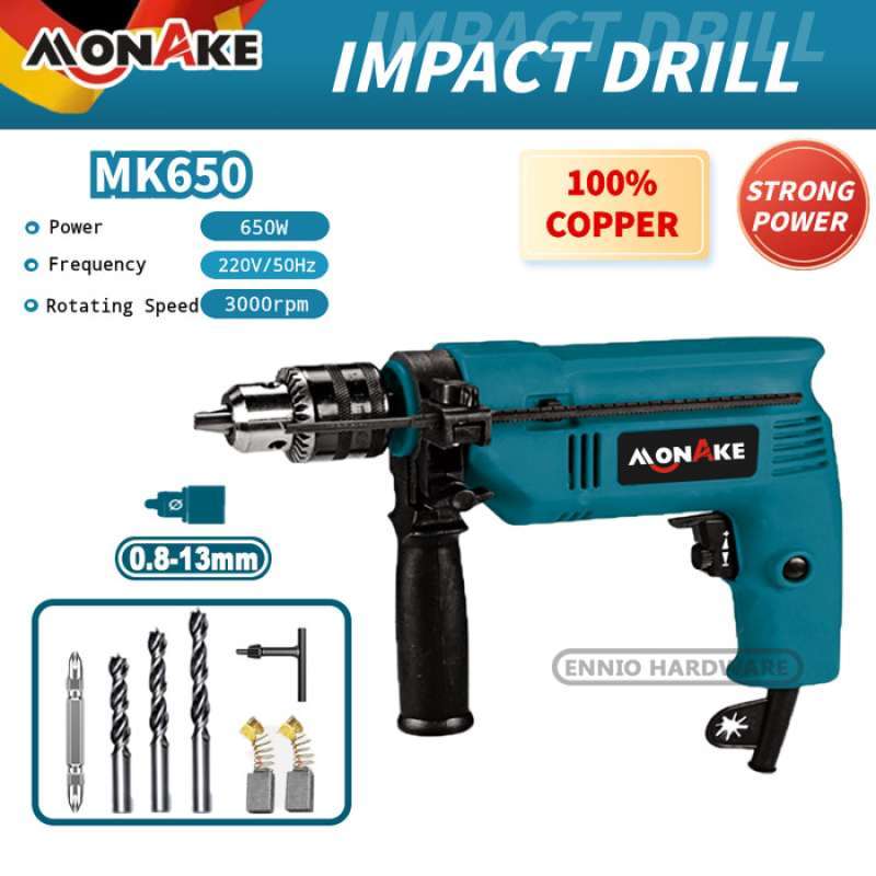Promo Monake Mesin Bor Impact Drill 13mm Tangan Listrik Electric Drill Mk650 Diskon 23% Di ...