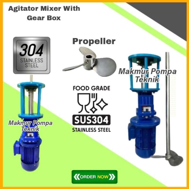 Promo Agitator Mixer Chemical Kimia SS304 0.37Kw 0.5HP 220V With Gear ...