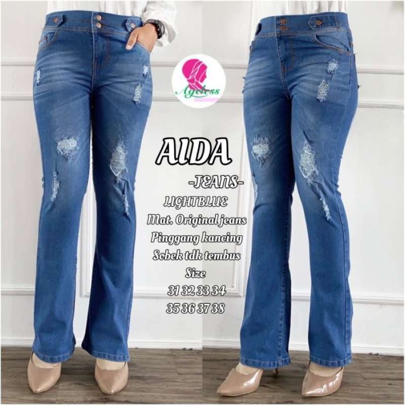 Promo AIDA Celana Highwaist Cutbray Jeans Wanita Dewasa Remaja Model ...