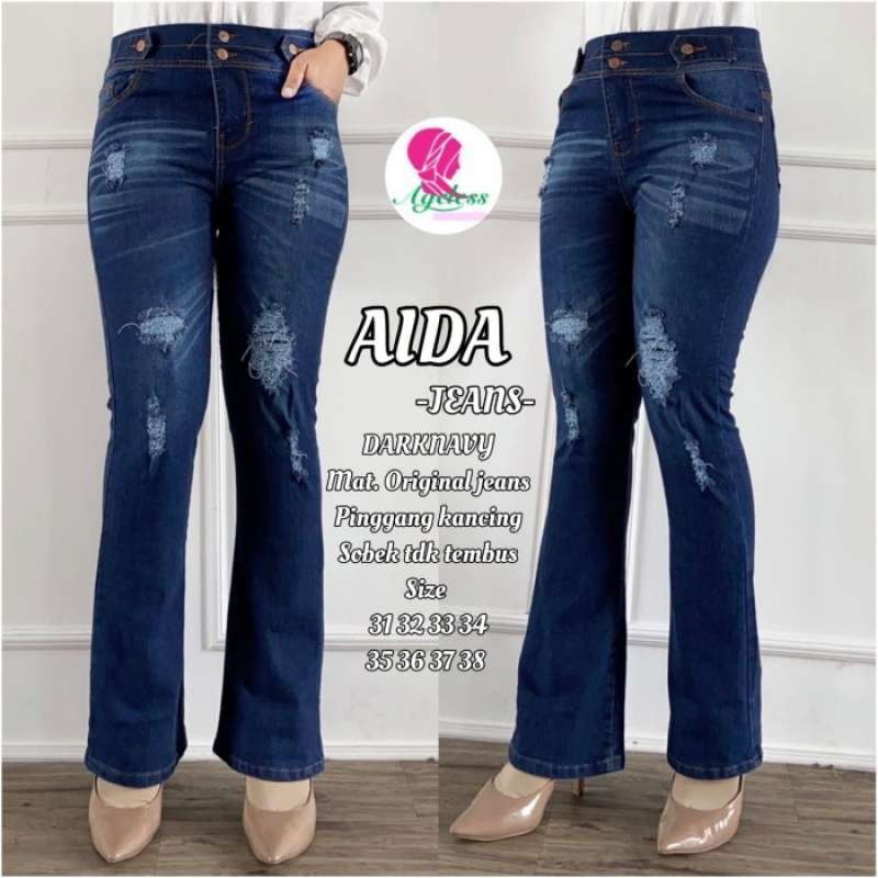 Promo AIDA Celana Highwaist Cutbray Jeans Wanita Dewasa Remaja Model ...